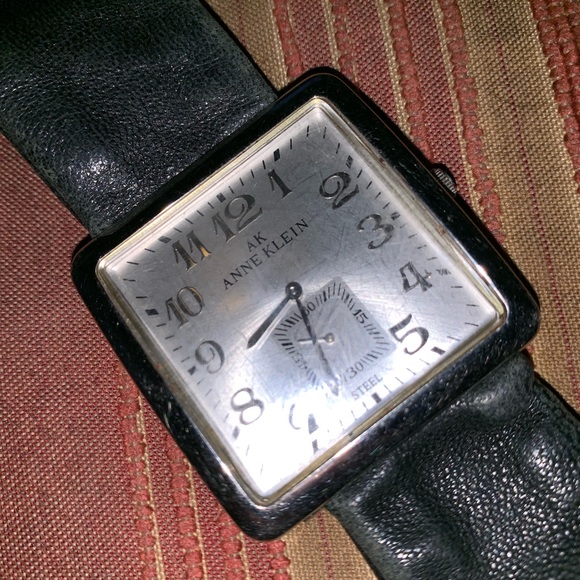 Anne Klein | Accessories | Vintage Anne Klein Square Faced Watch Black ...